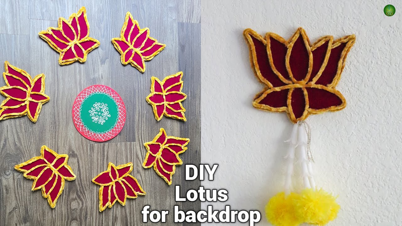 Varalakshmi devi pooja decor | lotus backdrop | lotus rangoli | DIY ...
