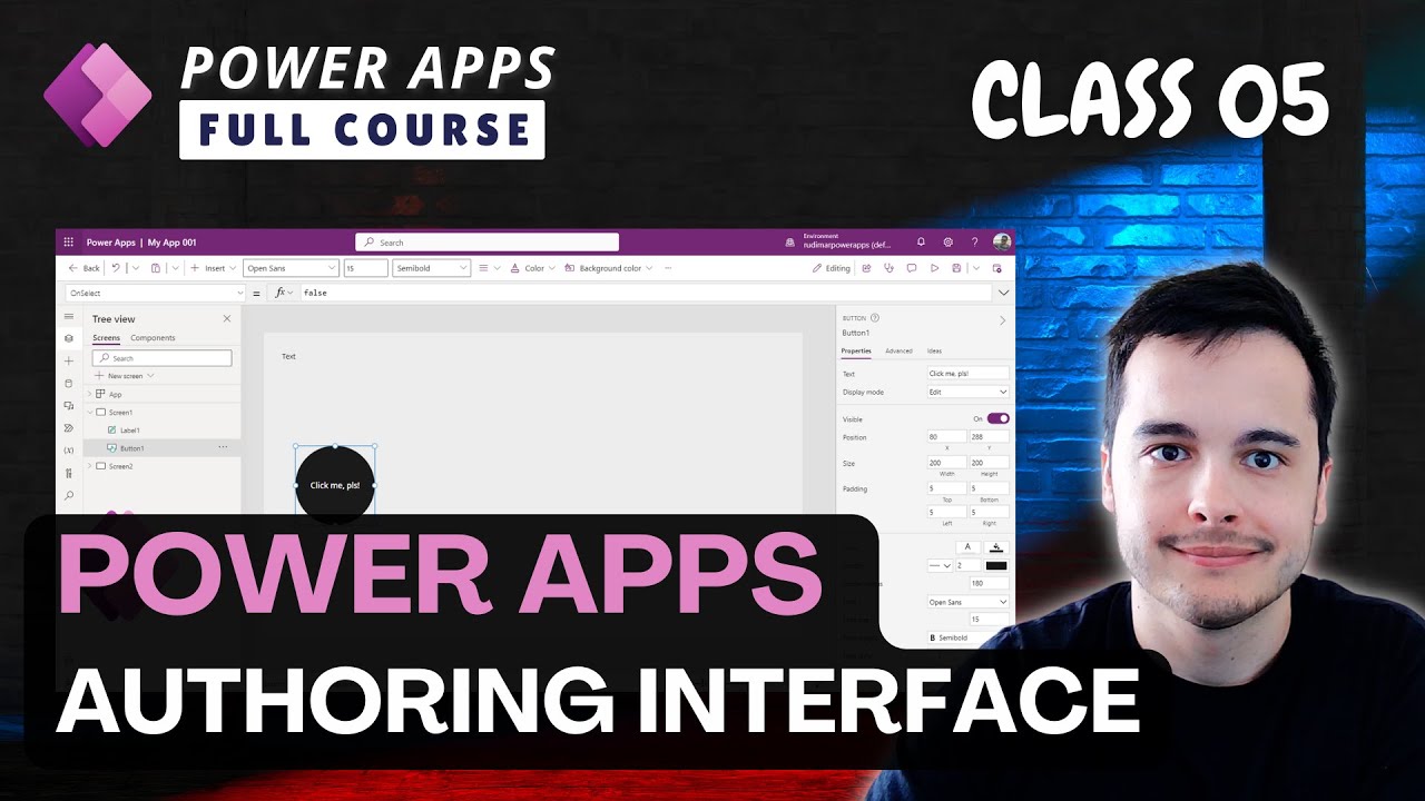 Power Apps Tutorial for Beginners: Understanding the Authoring Interface - YouTube