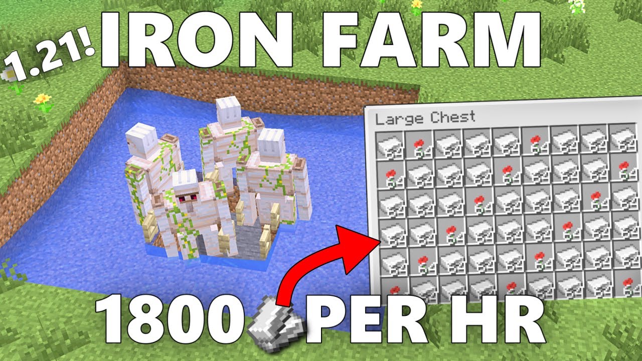 Minecraft 1.21.7 EASY IRON FARM 1800+ Ingots/Hour 🚀Java & Bedrock - YouTube