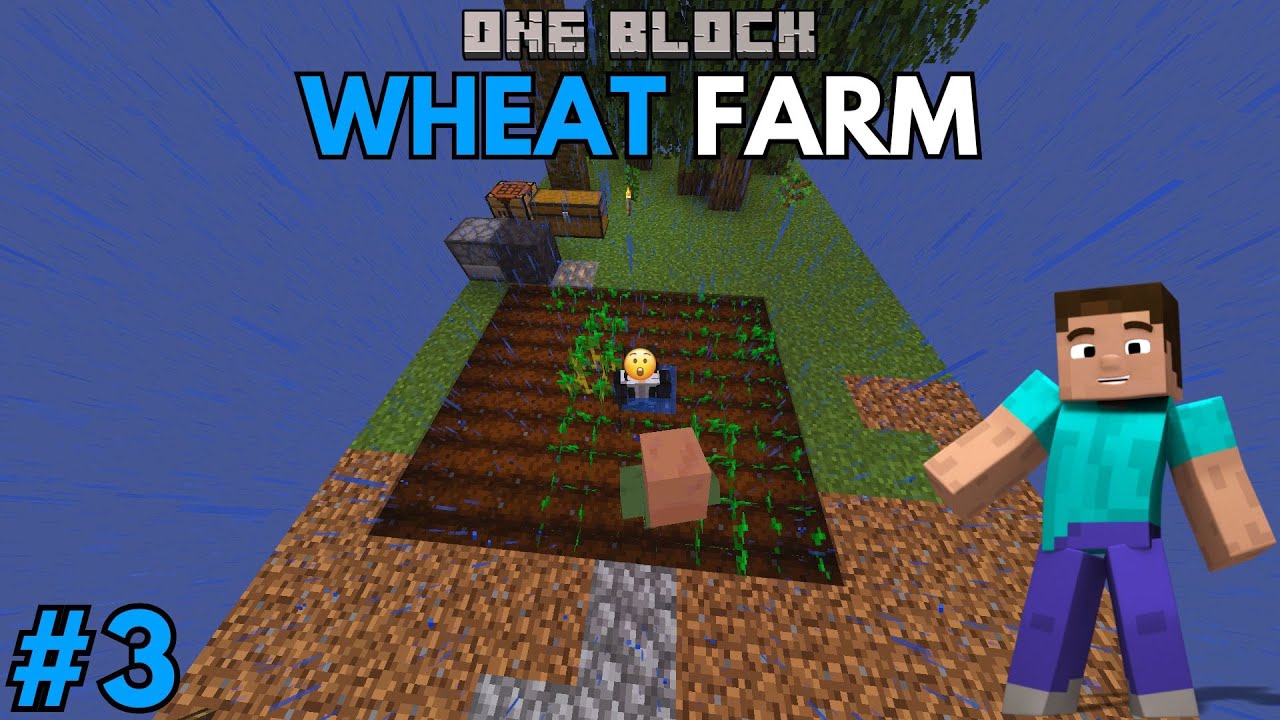 I BUILD A WHEAT FARM IN ONE BLOCK | MINECRAFT ONEBLOCK GAMEPLAY #3 ...