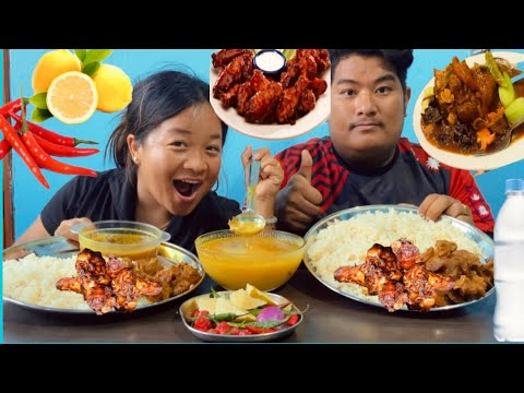 Mukbang with hubby… eating buffalo’s gravy,buffalo’s soup,rice , green ...