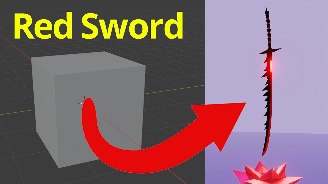 Red sword 3D blender modeling sword and animation - YouTube