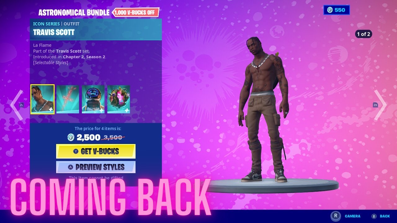 TRAVIS SCOTT SKIN RETURN RELEASE DATE in Fortnite Item Shop! (Travis ...