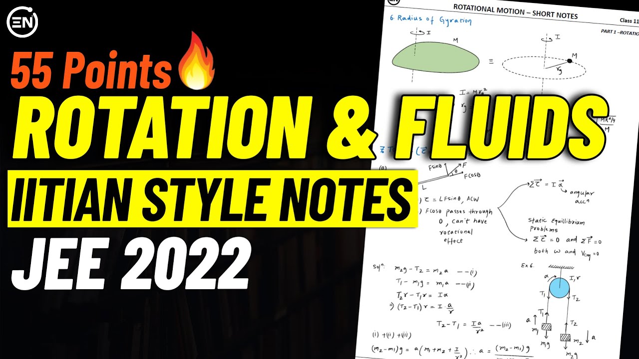 Rotation & Fluid Mechanics Notes | Best Short Notes IITIAN Style | JEE ...