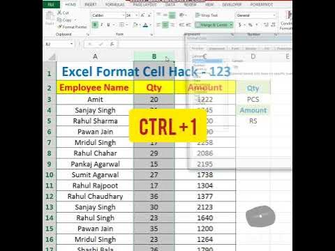 Excel Formatting Trick - Add "PCS" & "RS" with any field #shorts #tips #excel #ytshorts # ...