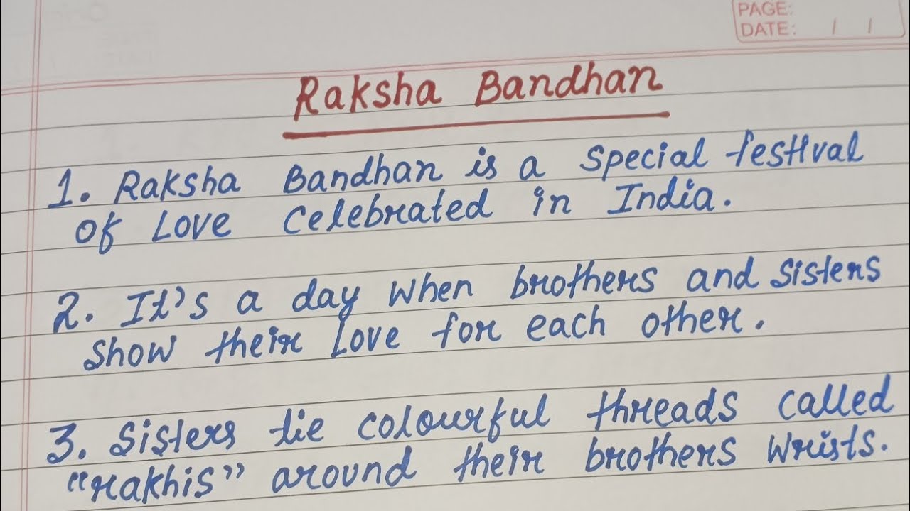 Raksha Bandhan Essay in English Writing || English Writing ️ ️|| Essay ...