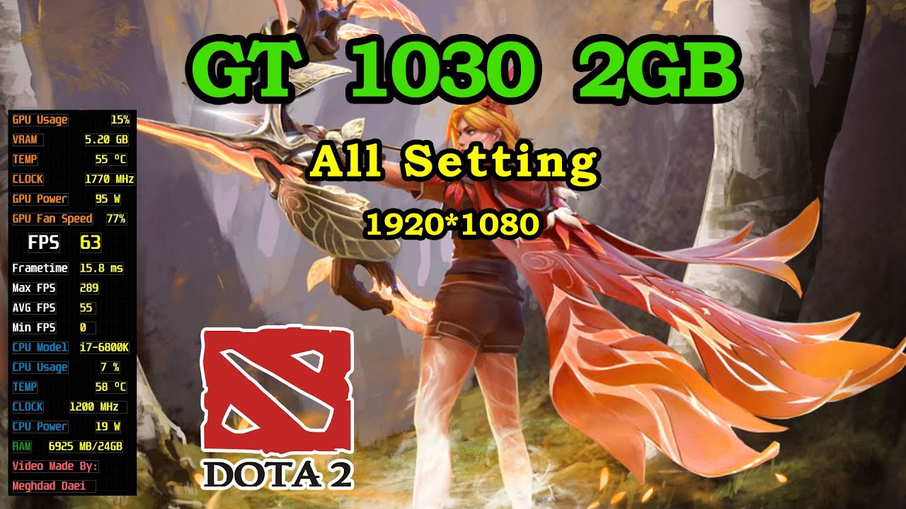 Dota 2 GT 1030 2GB All Setting Fps & Game play & Benchmark - YouTube
