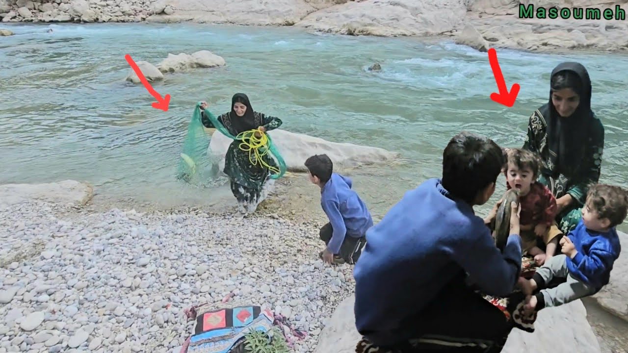 Hunting giant fish in the Khersan River! 😱🎣 (with Masoumeh and Ali ...