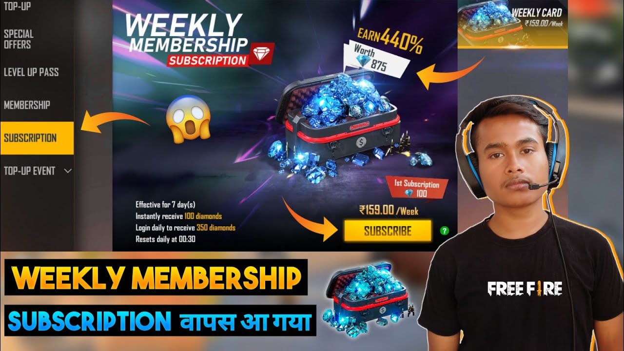 Free Fire Weekly Membership Subscription वापस आ गया | Freefire Weekly ...