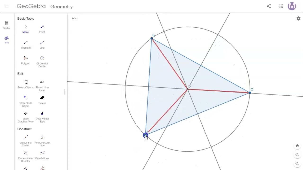 GeoGebra Construction Circumcenter and Incenter - YouTube