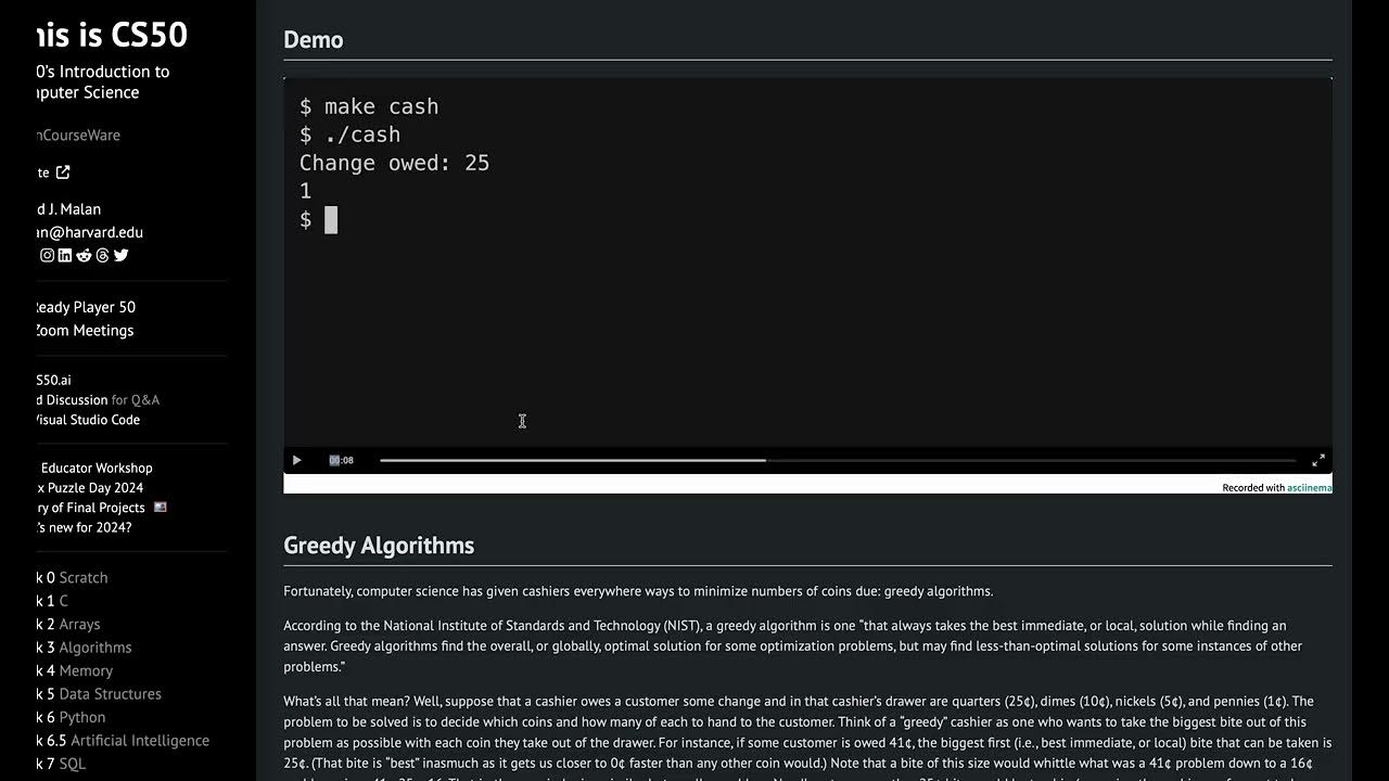 CS50 Cash Project Week #1 - YouTube