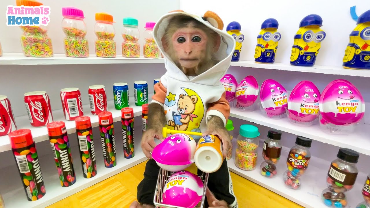 BiBi goes supper market then made a fruit cake - YouTube