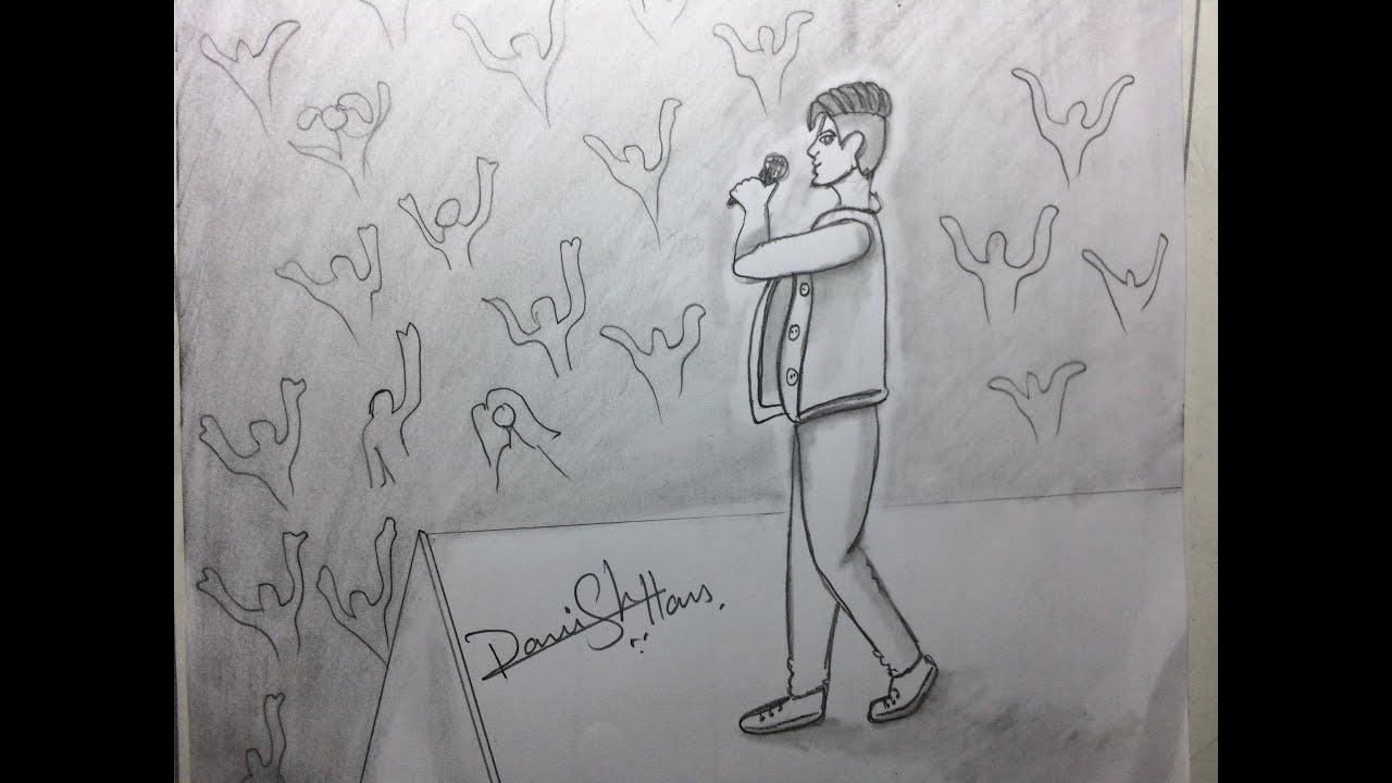 How to Draw Boy Singing | how to draw boy in crowd |Duncan Laurence and ...