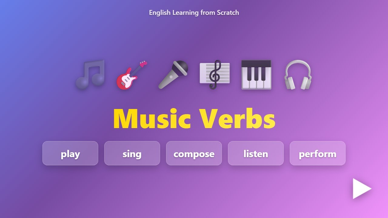 Music Verbs in English: Play Sing Compose Listen Perform - YouTube