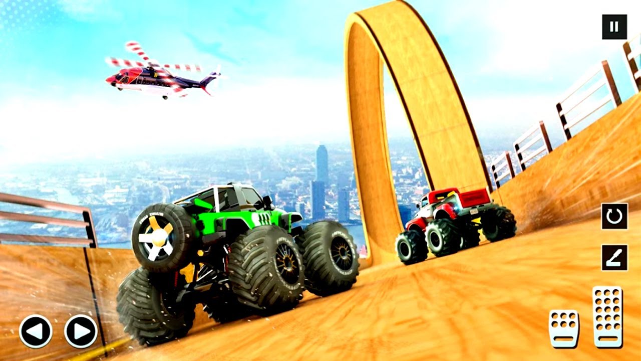 Monster Truck Mega Ramp | Monster Truck Impossible Mega Ramp Stunt ...
