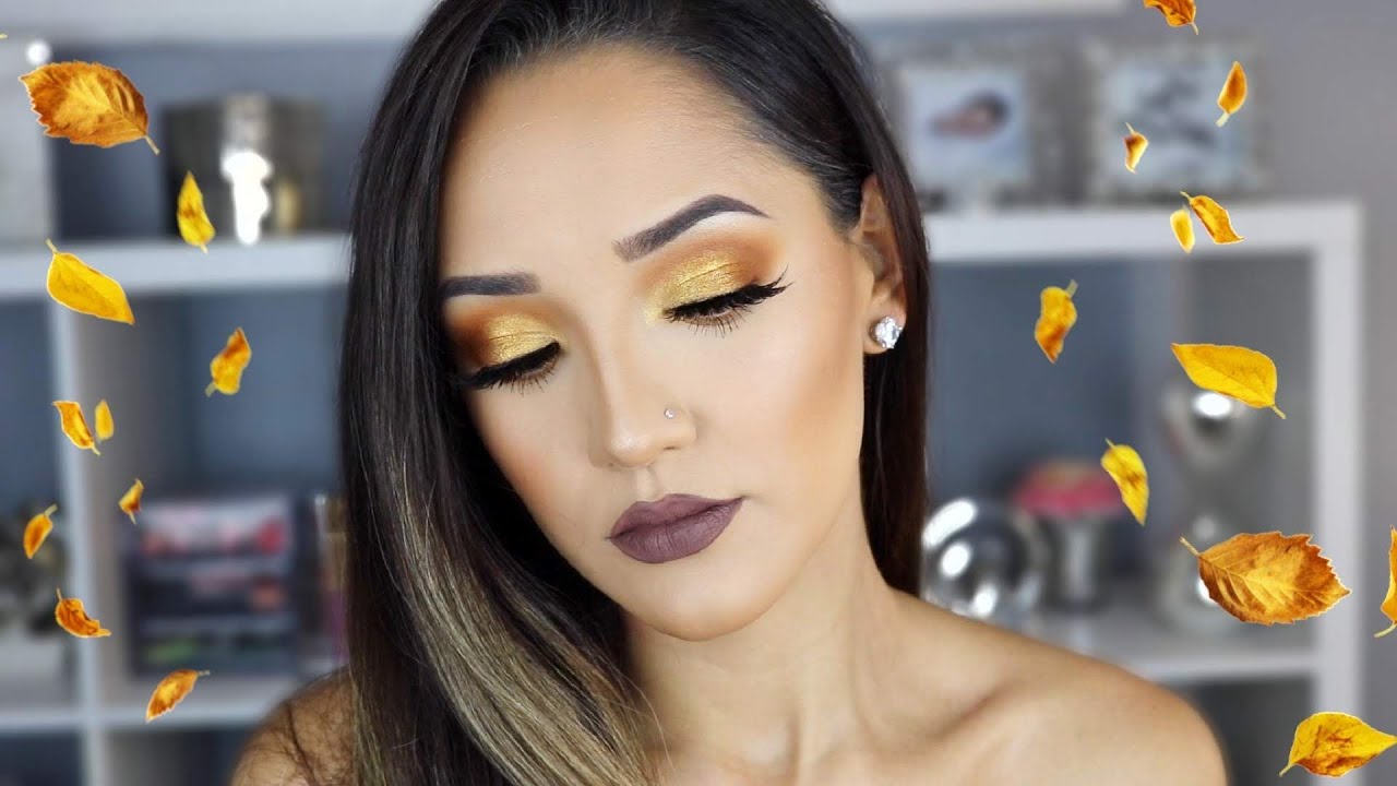 Simple Fall Makeup | Yellow Gold | GRWM - YouTube