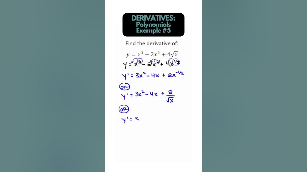 DERIVATIVES: Polynomial Functions Example 5 #maths #calculus # ...
