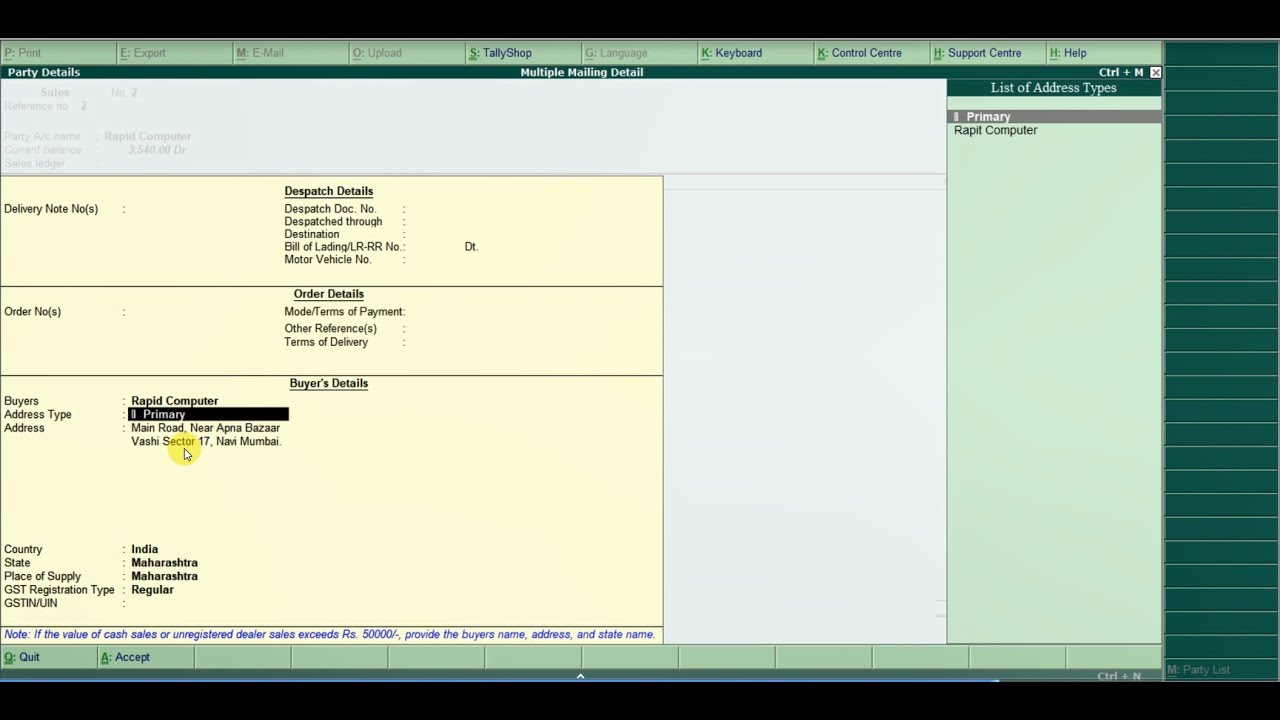 21) Maintain Multiple Mailing Detail in Tally (Tally.ERP9- Full Course ...