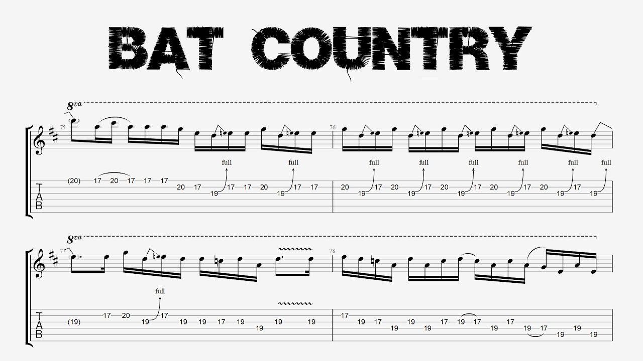 Avenged Sevenfold - BAT COUNTRY - Guitar Solo Tutorial (Tab + Sheet ...