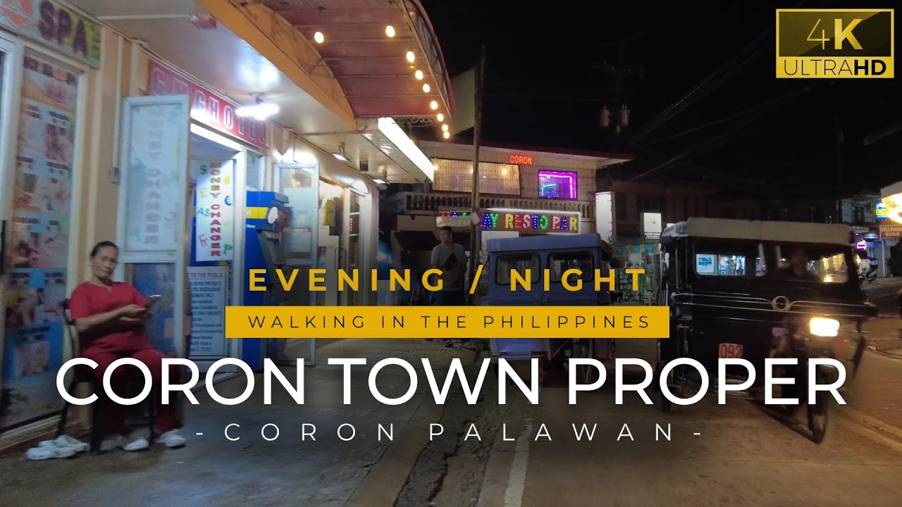 Coron walking tour at night | Evening walk in Coron town proper in ...