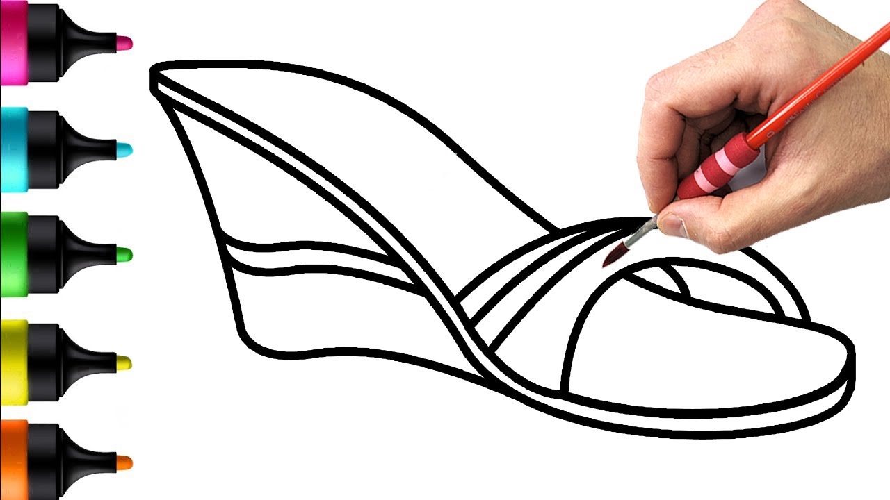 Women's Sandal Drawing, Painting & Coloring For Kids and Toddlers ...