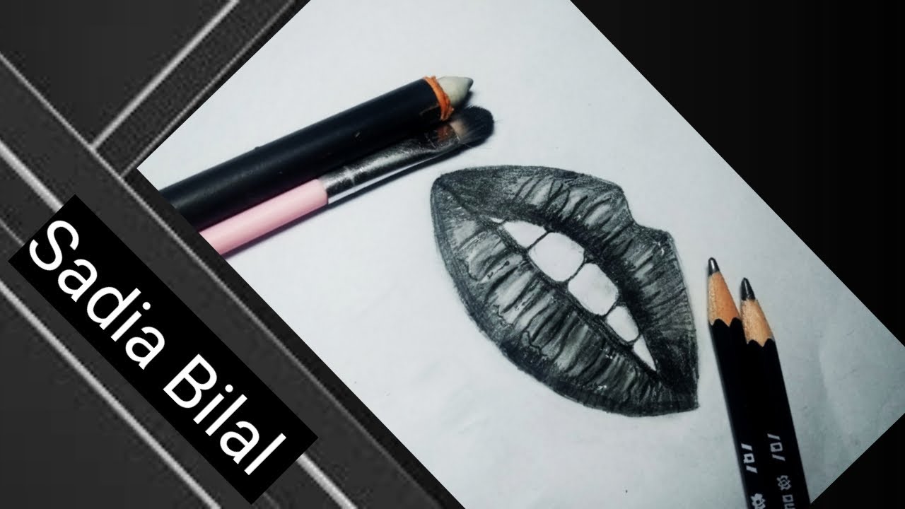 Draw a realistic lips 👄|real lips drawing easy step by step|Sadia Bilal ...