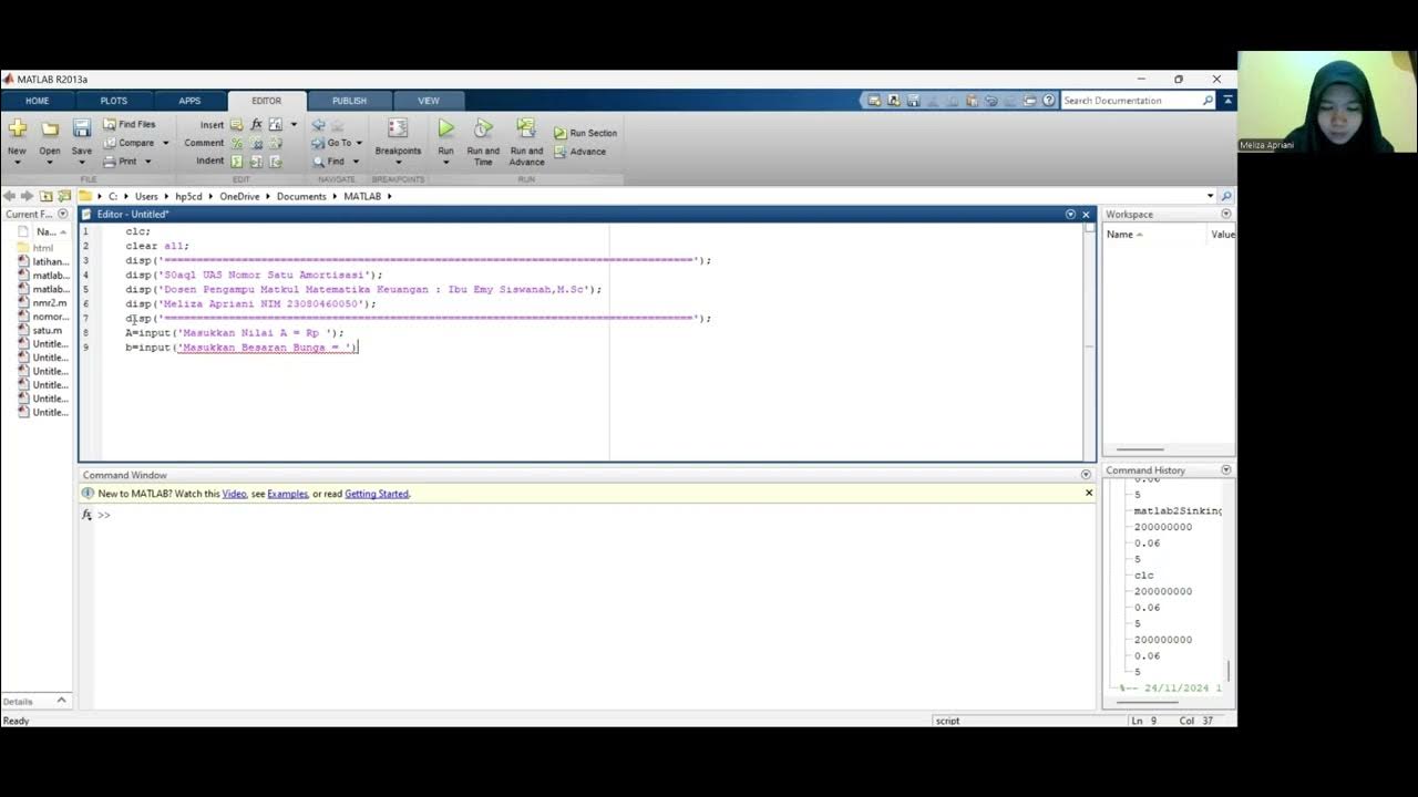 UAS MATEMATIKA KEUANGAN(Simulasi Amortisasi&Sinking Fund menggunakan Aplikasi Matlab) - YouTube