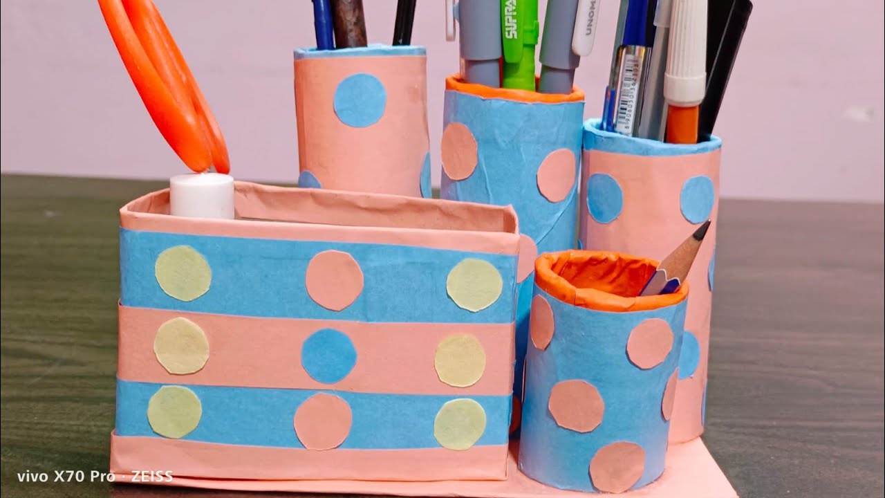 DIY Making Desktop Organizer with - Waste Paper | Pen Holder Organizer ...