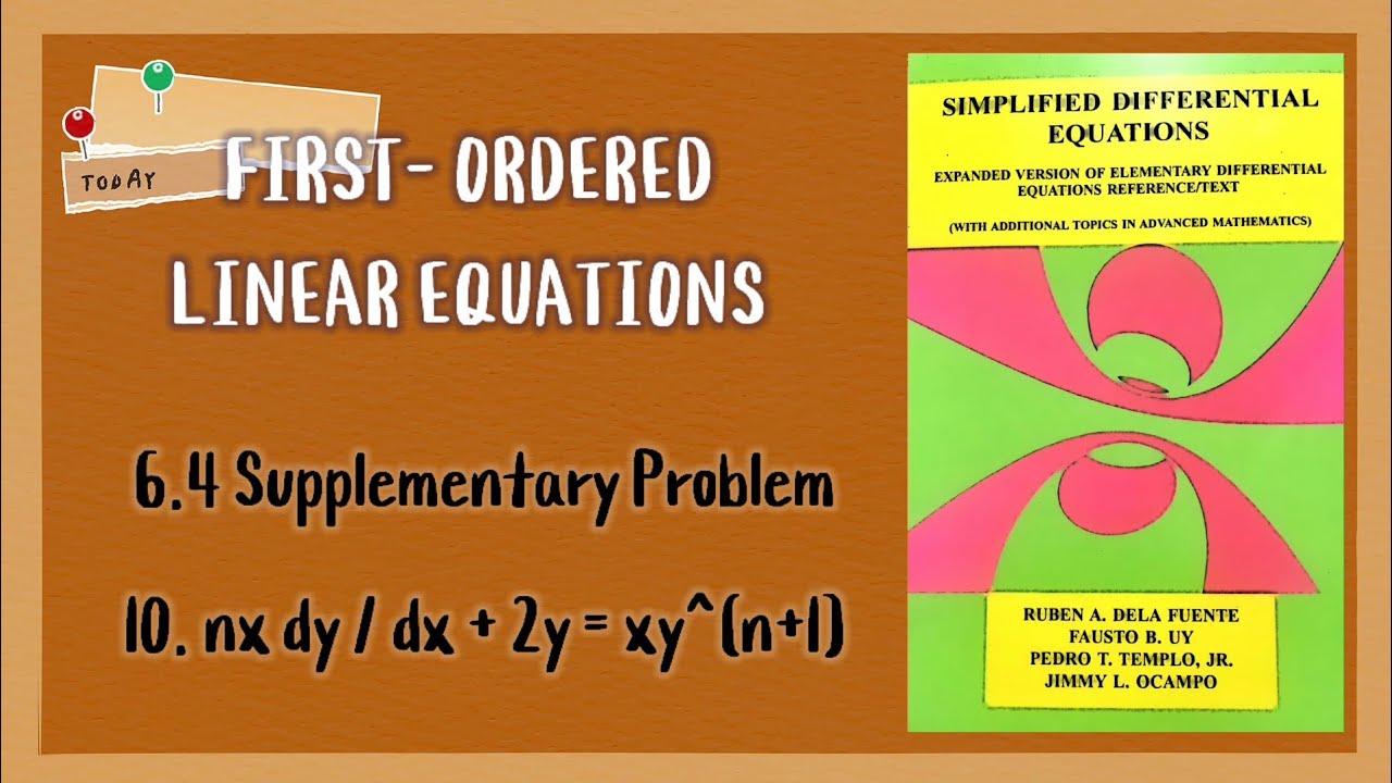 First Ordered Linear Equations_6.4 Supplementary Problems #10 - YouTube