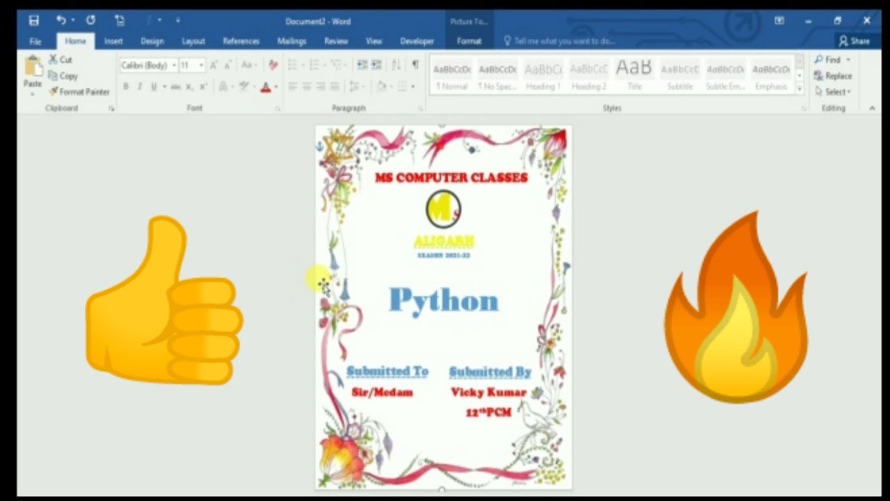 MS Word me front page kaise banaye in hindi | how to make front page in ...
