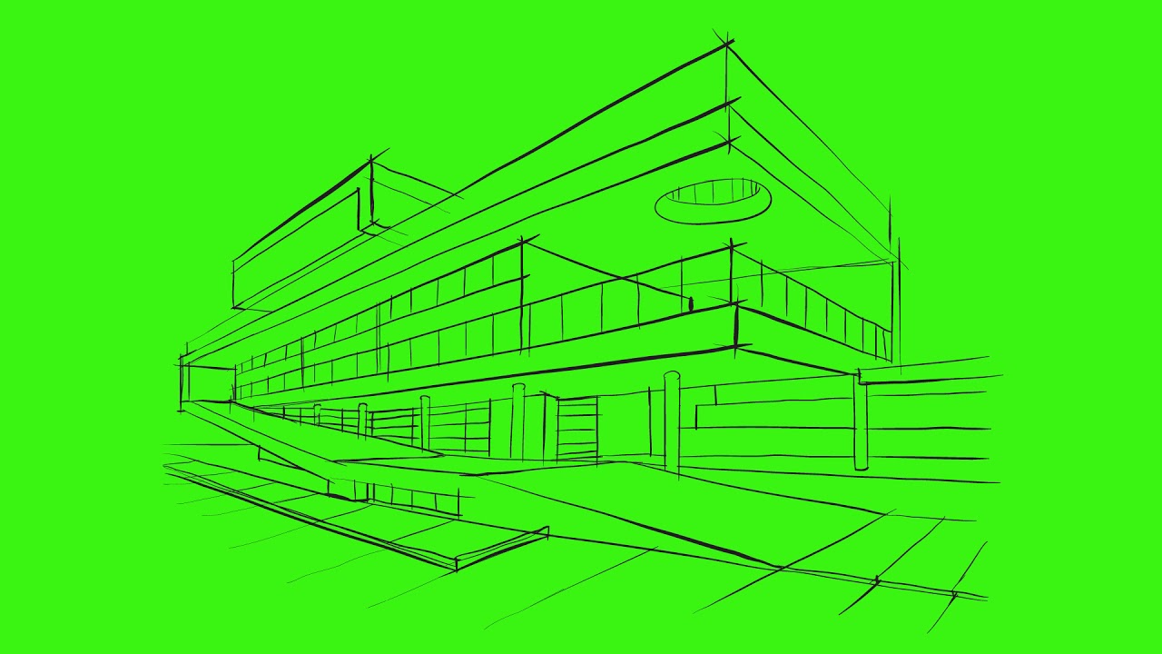Green Screen-Abstract green building animation background. Chroma Key ...
