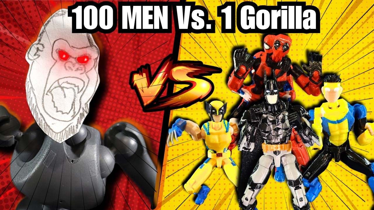 100 Men vs 1 Gorilla | Epic Stop-Motion Battle! - YouTube