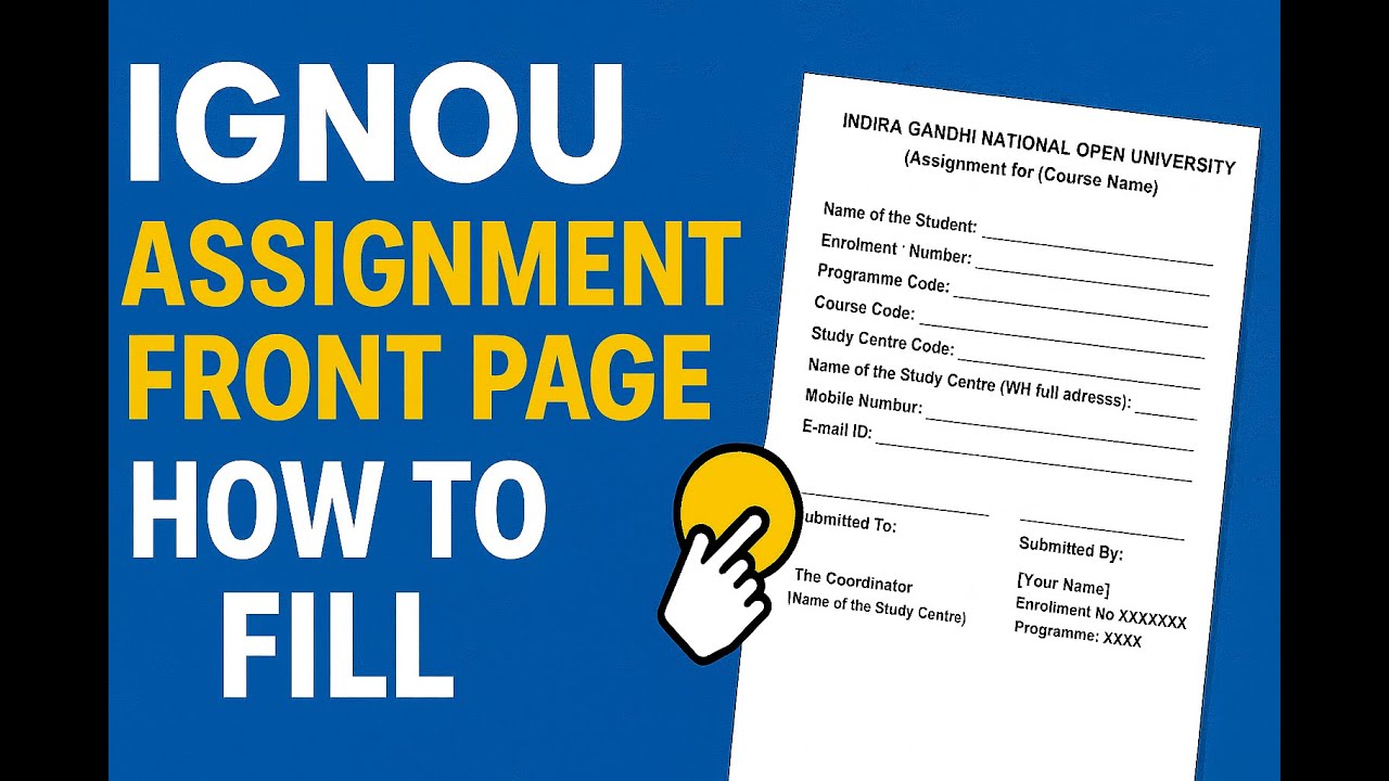 “IGNOU Assignment Front Page Sample & Instructions | Must Watch Before ...
