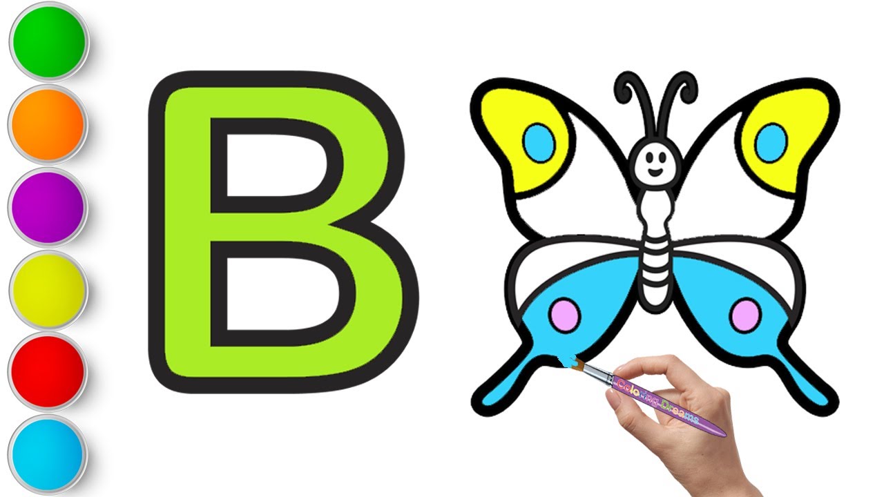 Learn Drawing Letter B for Toddlers Step by Step, Drawing a Butterfly ...