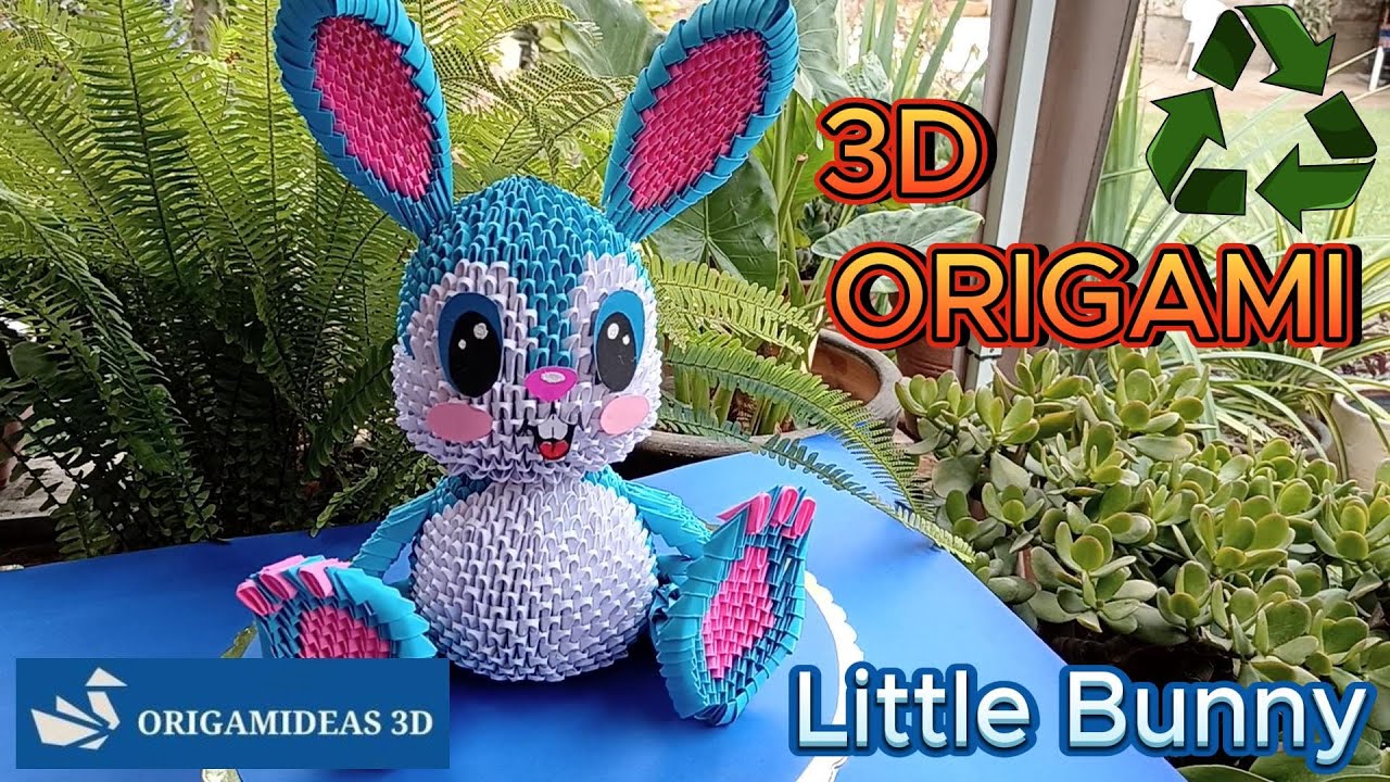 How to make 3D Origami Little Bunny with reusable paper | Pequeño ...