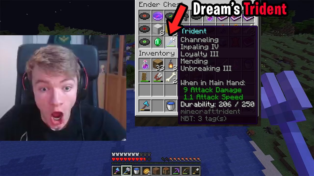 TommyInnit steals Dream's Trident then he gets another one from Dream ...