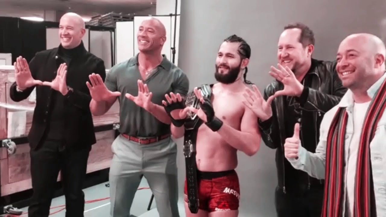 The rock dwayne johnson and jorge masvidal UFC backstage - YouTube