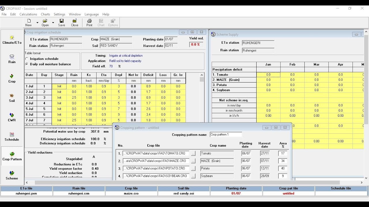 🔴CROPWAT 8.0 (Part 2)|| Irrigation schedule,Crop pattern, Scheme water supply || English ...