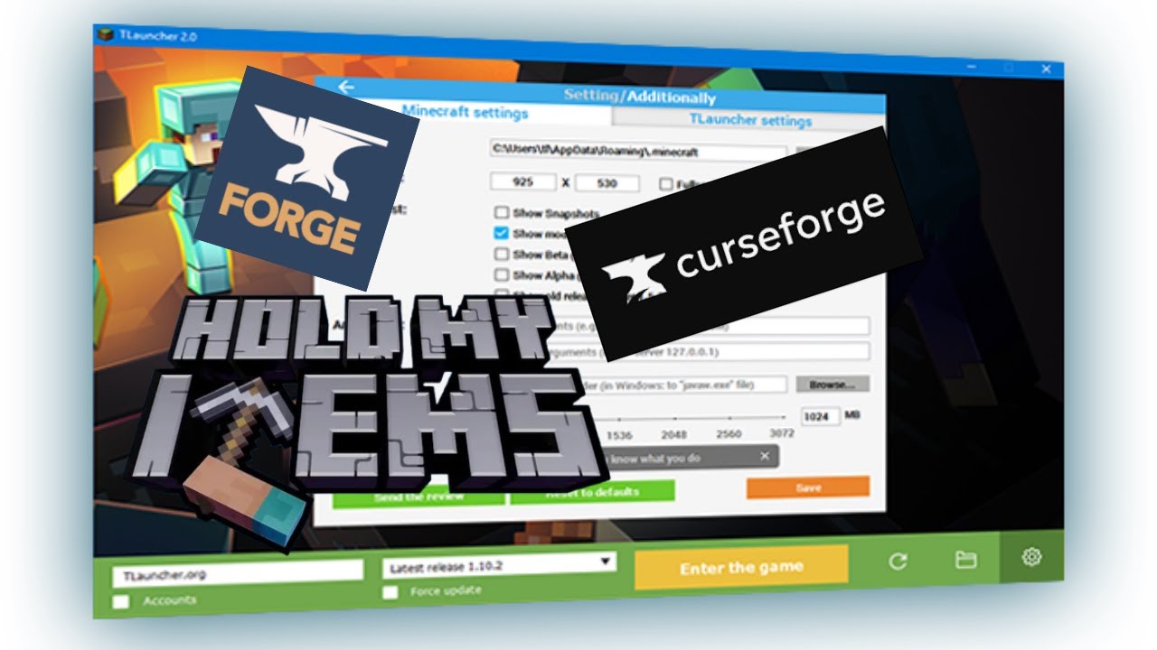 How to dowload "Hold My Items" in TLauncher with Forge.(Links in ...