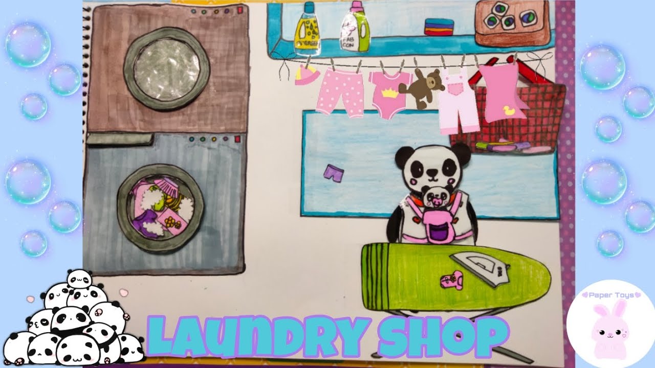 [💸paperdiy💸] Laundry Shop Paper Toys DIY - YouTube
