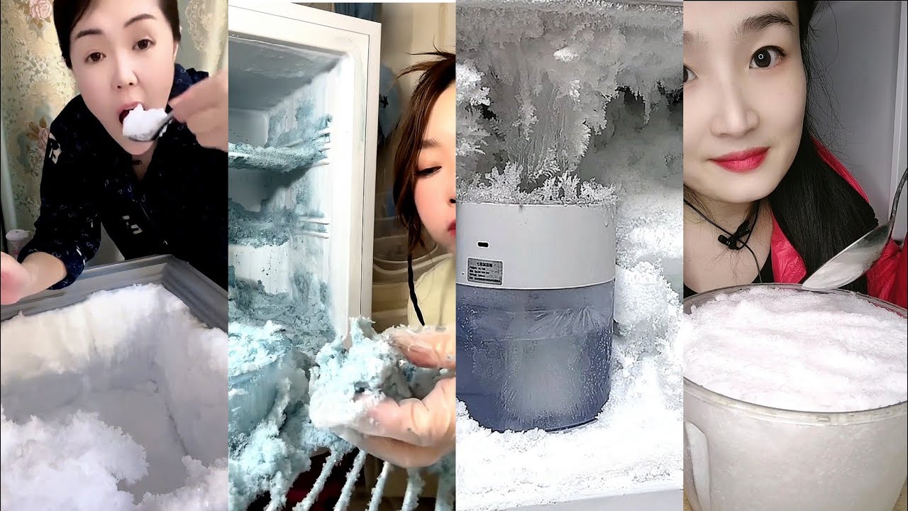 ASMR WHITE ICE EATING / FREEZER FROST EATING - YouTube