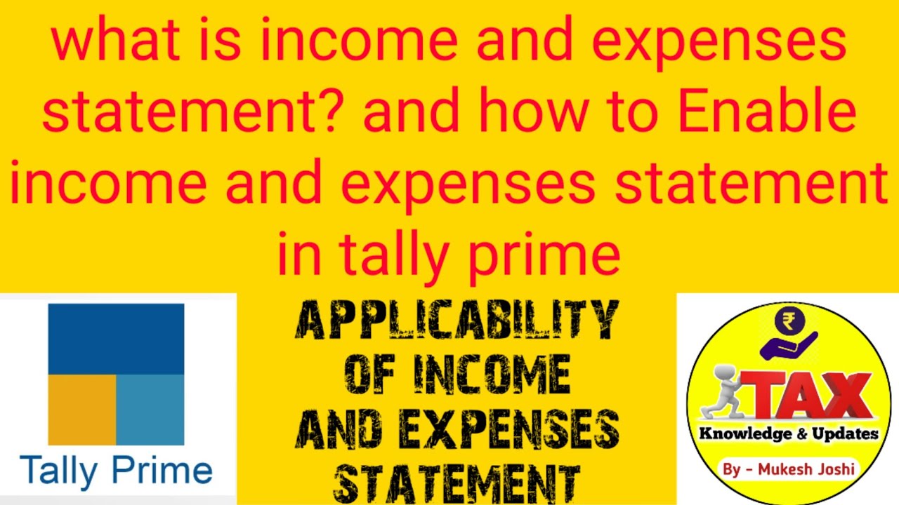 Enable Income and Expense statement/account in tally prime - YouTube