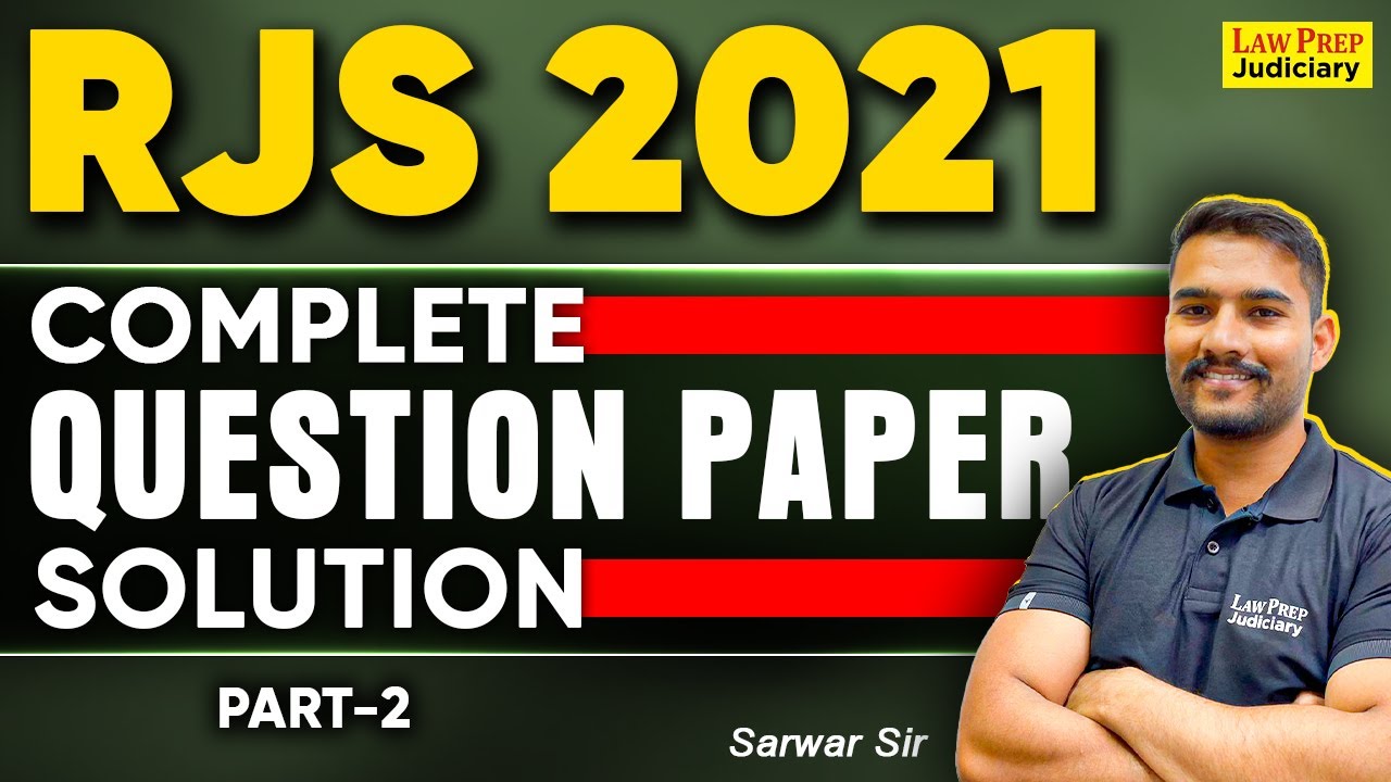 RJS 2024 : Complete RJS 2021 Question Paper Solution | Part - 2 - YouTube