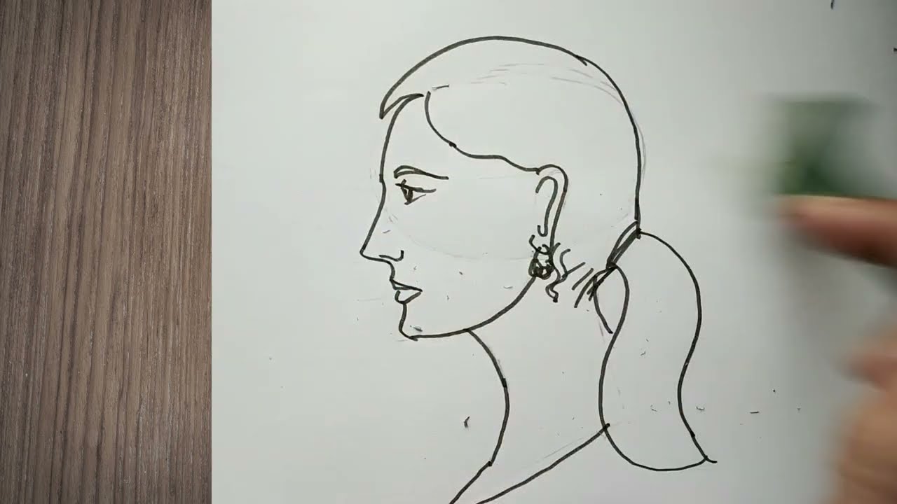 Side View Drawing Of A Woman