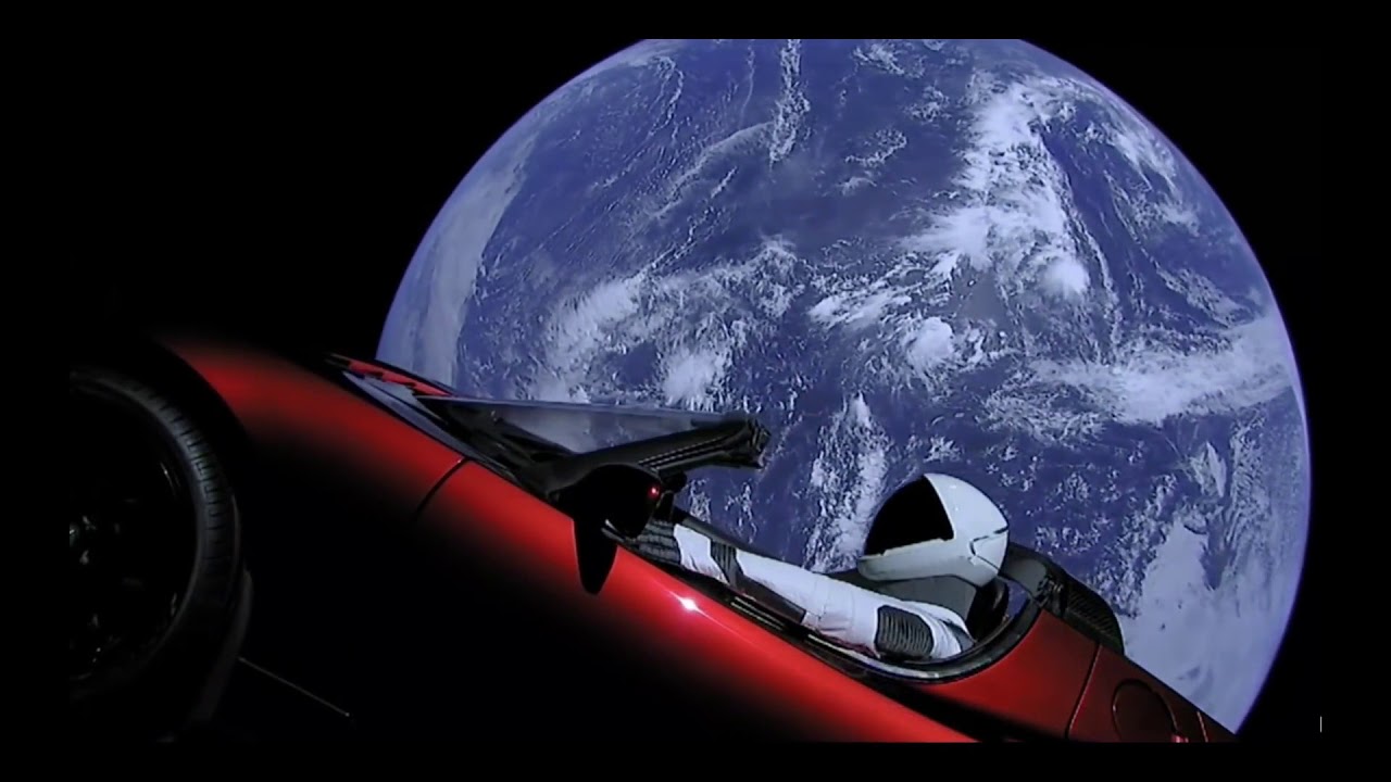 Tesla roadster orbits earth - YouTube