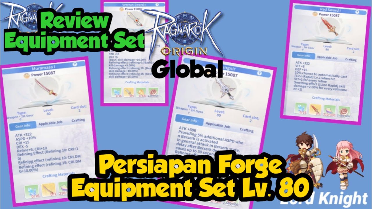 Review Equipment Lv. 80 All jobs - Ragnarok Origin - YouTube