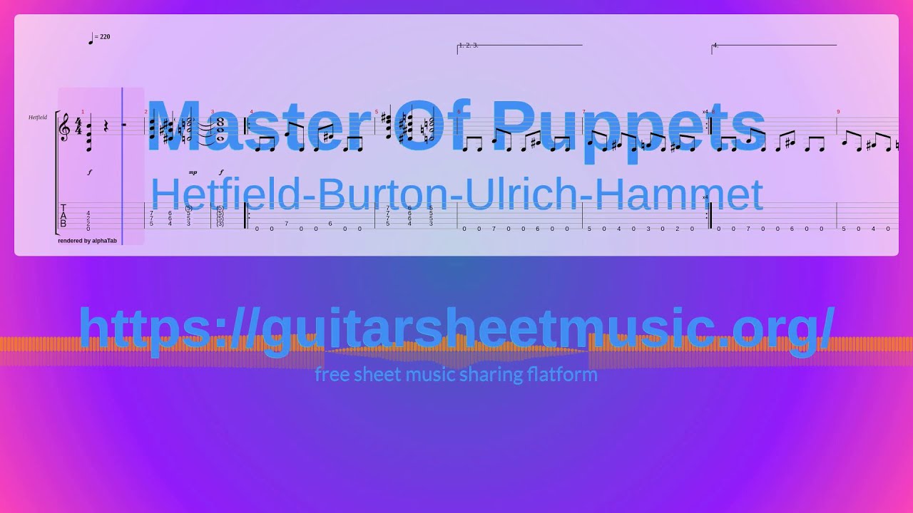 Master Of Puppets Sheet Music Free, Hetfield-Burton-Ulrich-Hammet ...