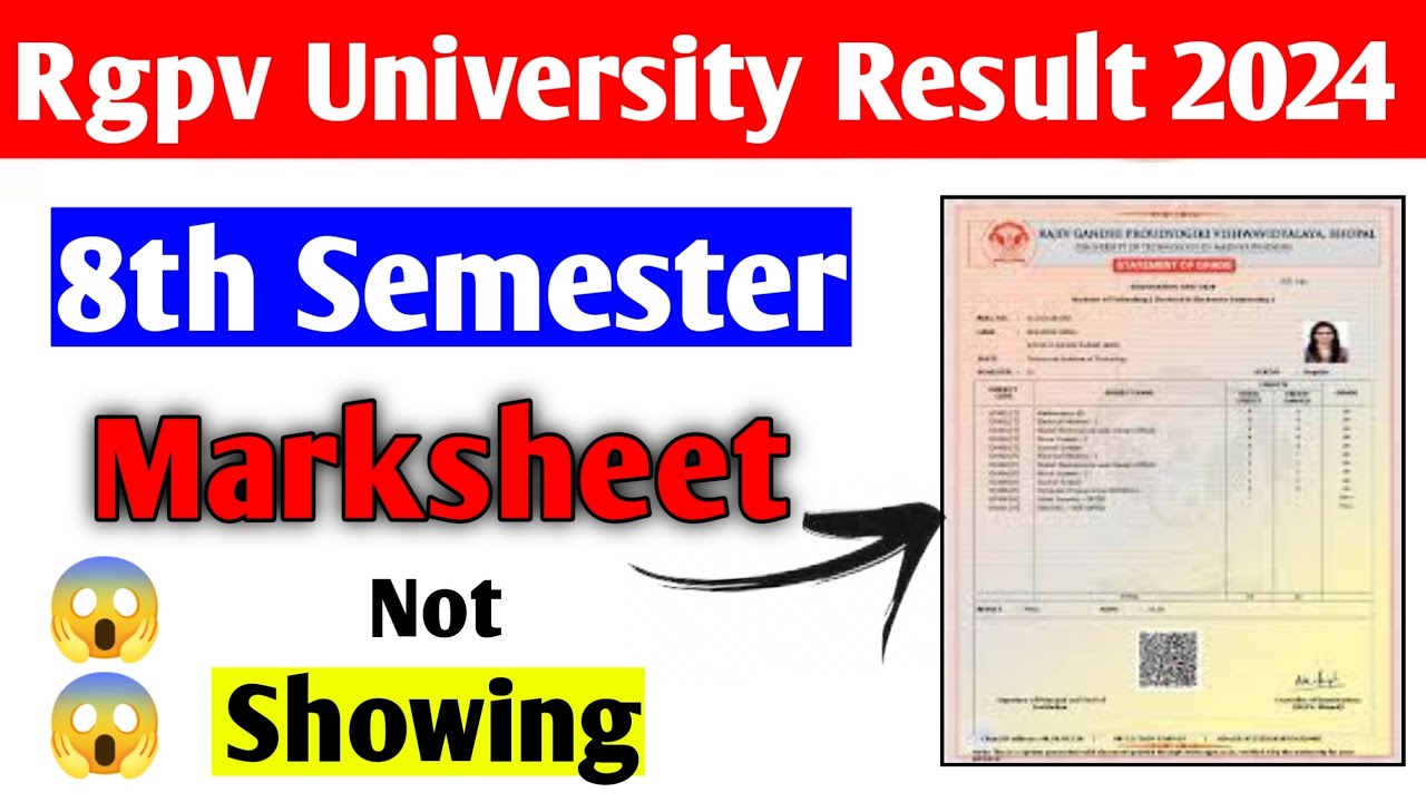 Rgpv 8th semester marksheet nhi dikh rhi 😱// Rgpv 8th semester students jaldi dekho - YouTube