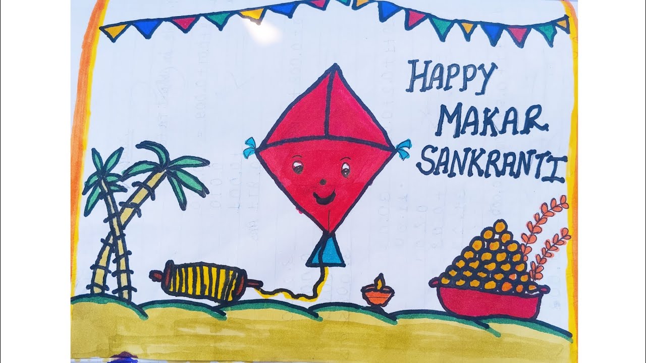Easy Drawing for Makar Sankranti.... - YouTube
