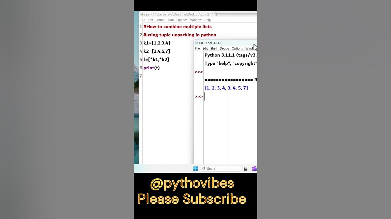 🔥How to combine two lists || join 2 lists #python #programming #coding #interview @pythonvibes ...